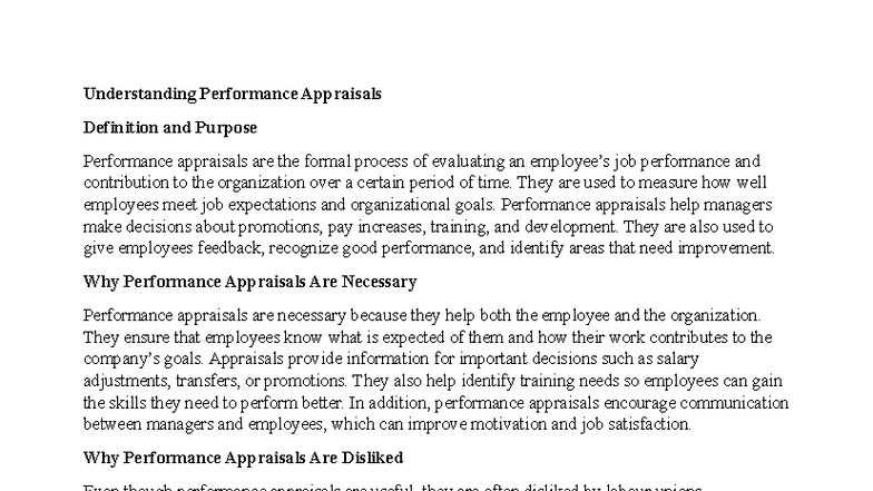 Exam Section A: Performance Appraisals & Training Insights (HRM 101 ...