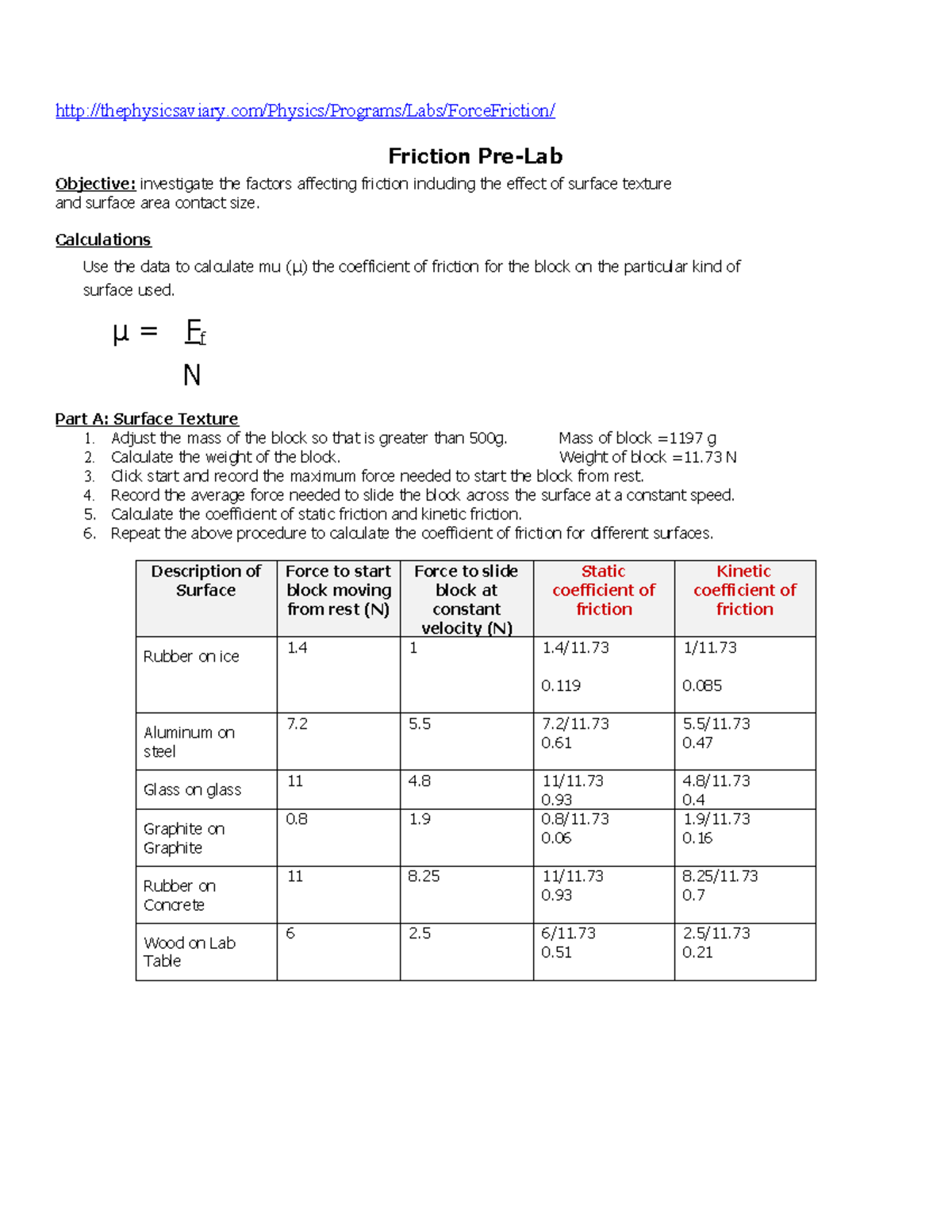AP Friction Pre-Lab - thephysicsaviary/Physics/Programs/Labs ...