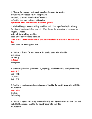 QI mcq 1 - Assessment - Quality improvement MCQ- Multiple Choice ...