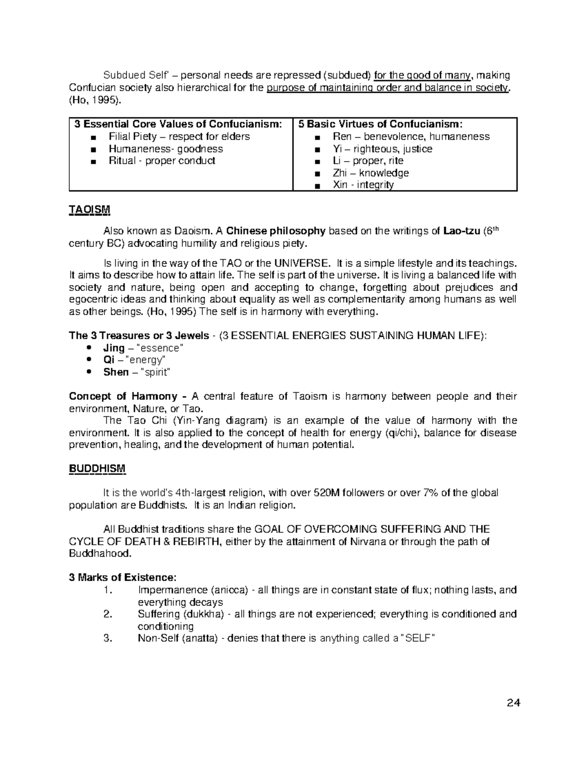 UTS Lecture Notes: Core Values of Confucianism, Taoism, and Buddhism ...