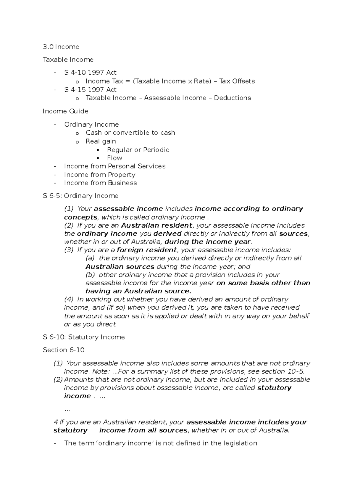 Taxation concepts and assessable income: Weeks 3 and 4 notes - Studocu