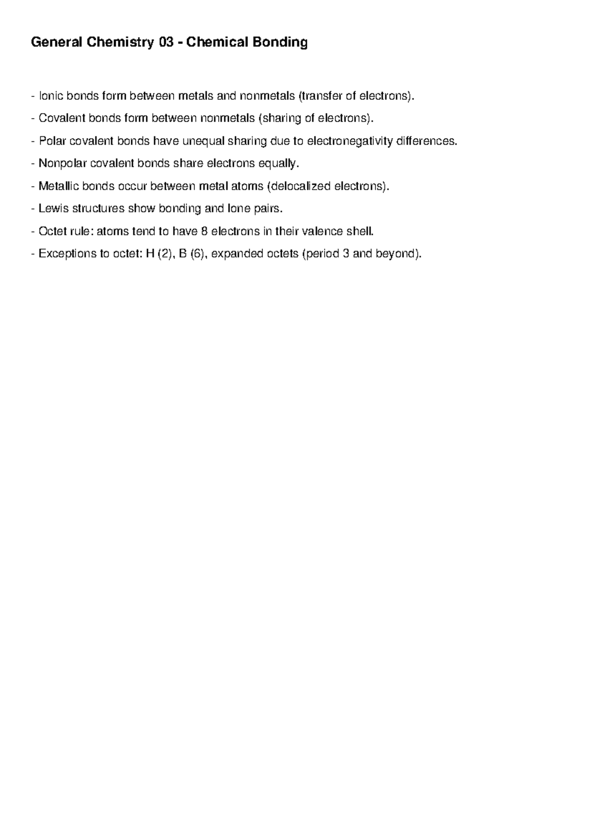 General Chemistry 03 - n/a - General Chemistry 03 - Chemical Bonding ...