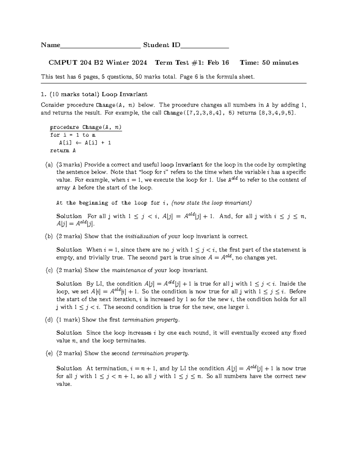 CMPUT 204 B2 Winter 2024 Midterm 1 Solutions and Explanations - Studocu