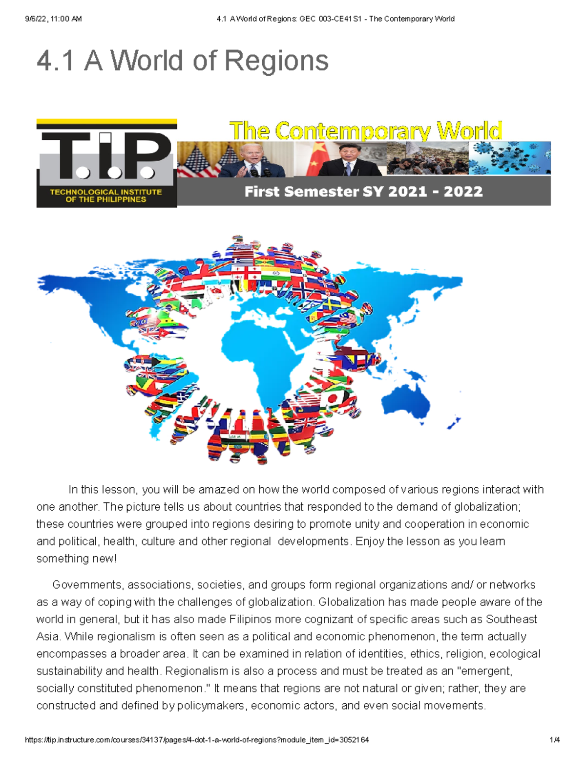 A World of Regions: GEC 003-CE41S1 - Contemporary Global Interactions ...