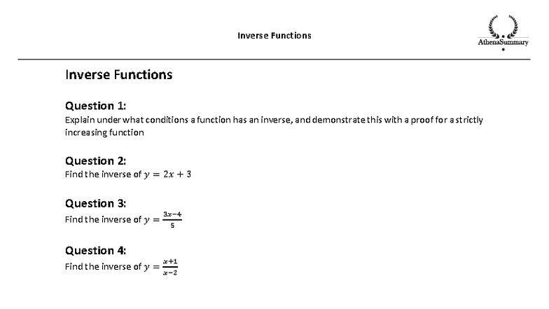 UU EBE 1006 Bp Midterm 3: Inverse Functions & Implicit Differentiation ...