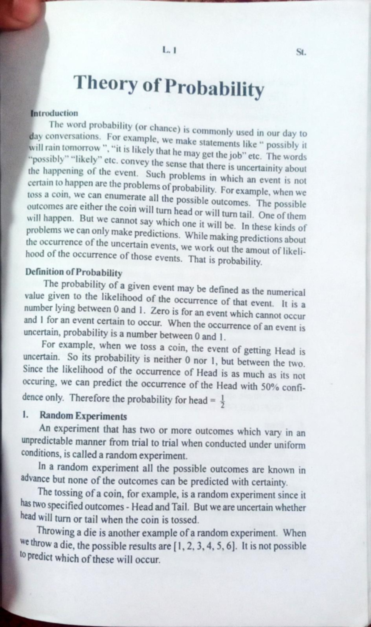 L. I St. Theory of Probability: Basic Concepts Explained - Studocu