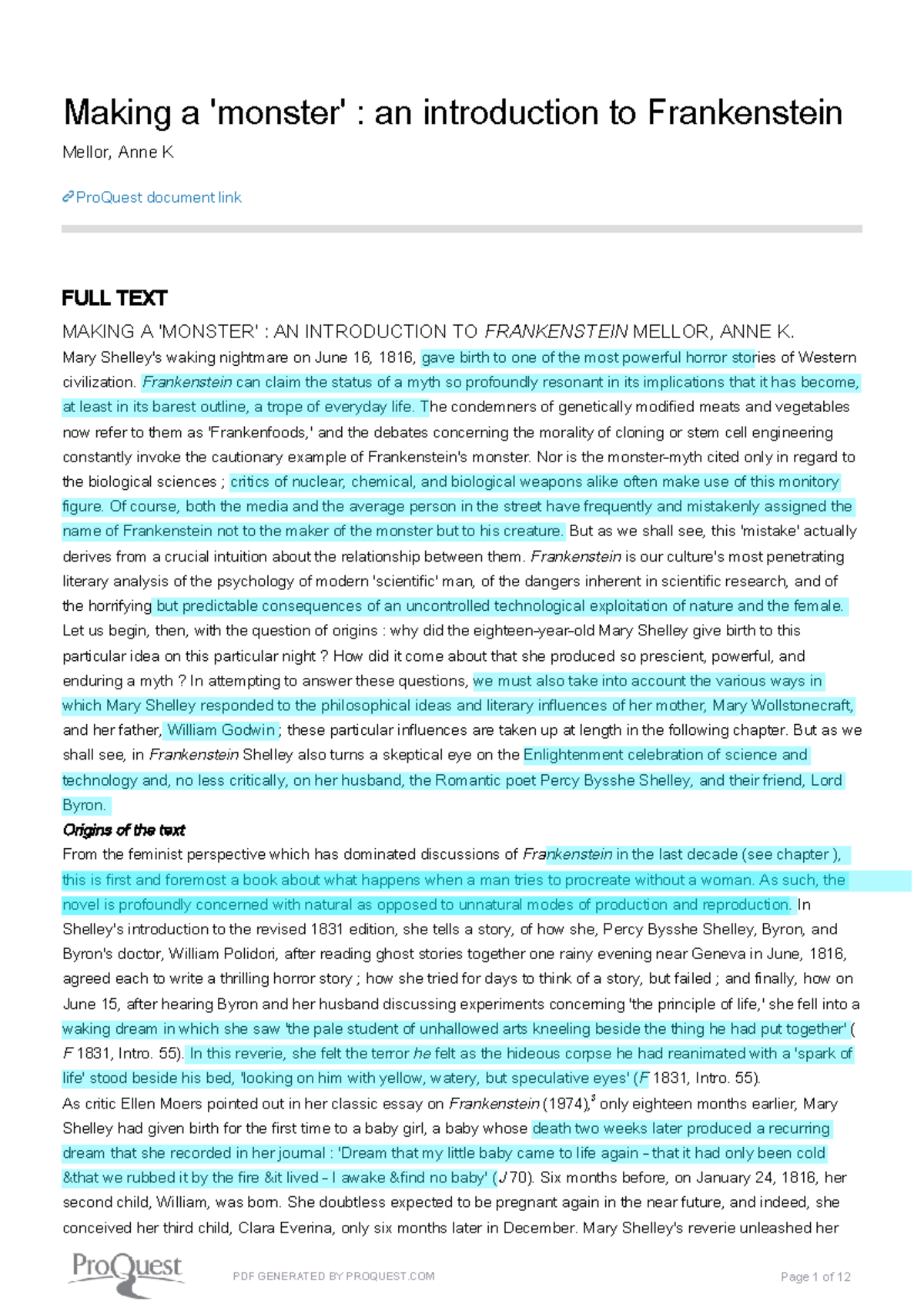 Making a 'Monster': A Feminist Introduction to Frankenstein (ENG 101 ...