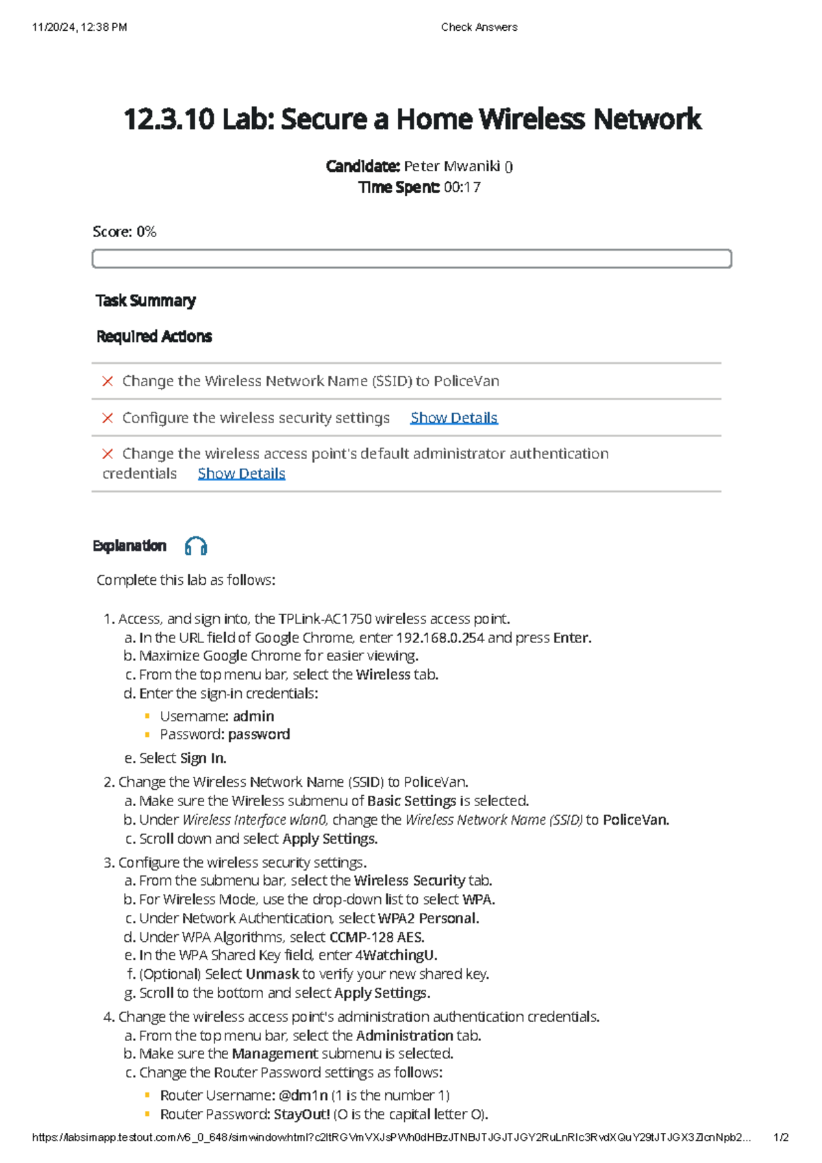 12.3 Lab: Securing a Home Wireless Network with TPLink Setup - Studocu
