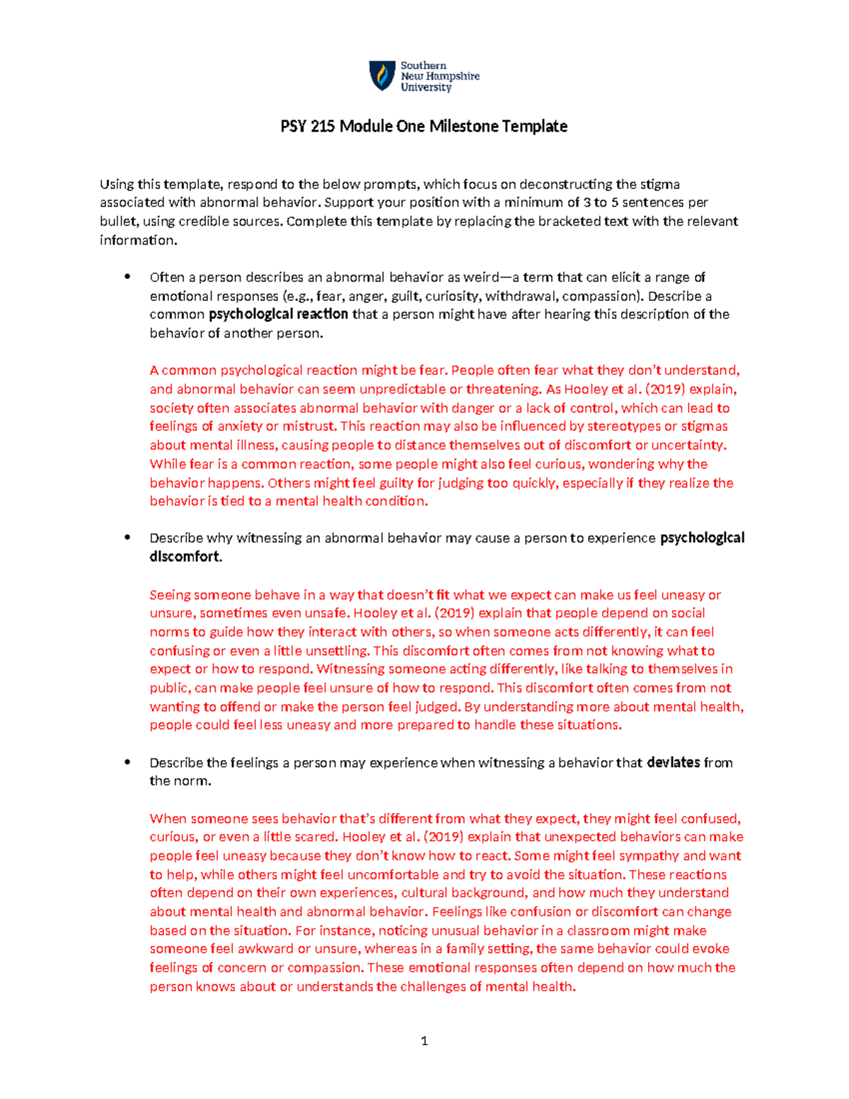 PSY 215 Module One Milestone Template - PSY 215 Module One Milestone ...