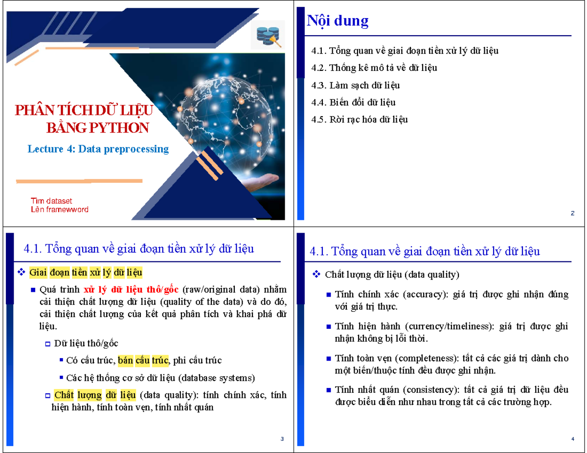 Lecture 4: Data Preprocessing Techniques in Python (CS101) - Studocu