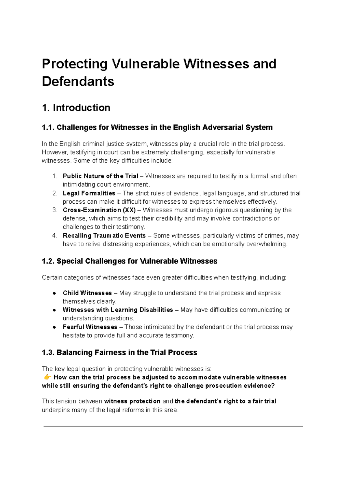 Protecting Vulnerable Witnesses in the English Legal System (LAW 8 ...