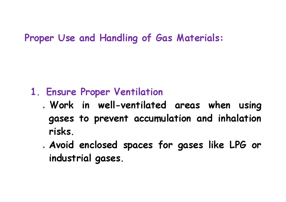 Proper Use & Handling of Gas Materials - Safety Guidelines - Studocu