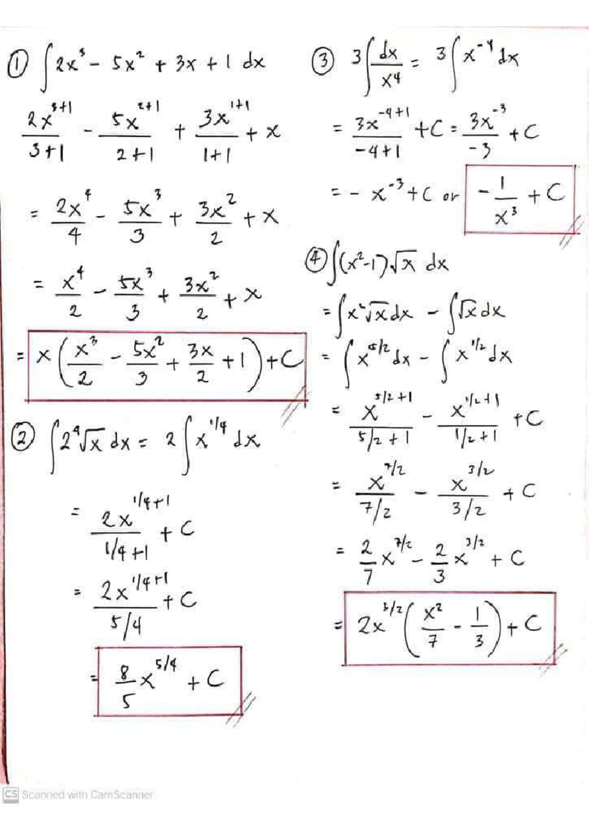 Integral Sample Problems (MATH 101) - Solutions and Techniques - Studocu