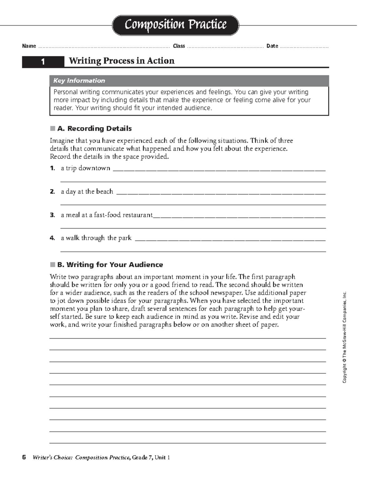 Comphww 2 - Practice materials for composition practice - 6 Writer’s ...