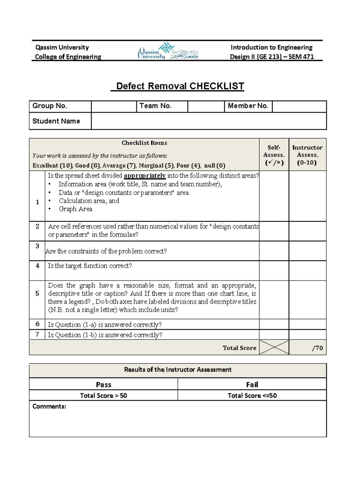 Defect Removal Checklist for GE 213 - SEM 471 - Studocu