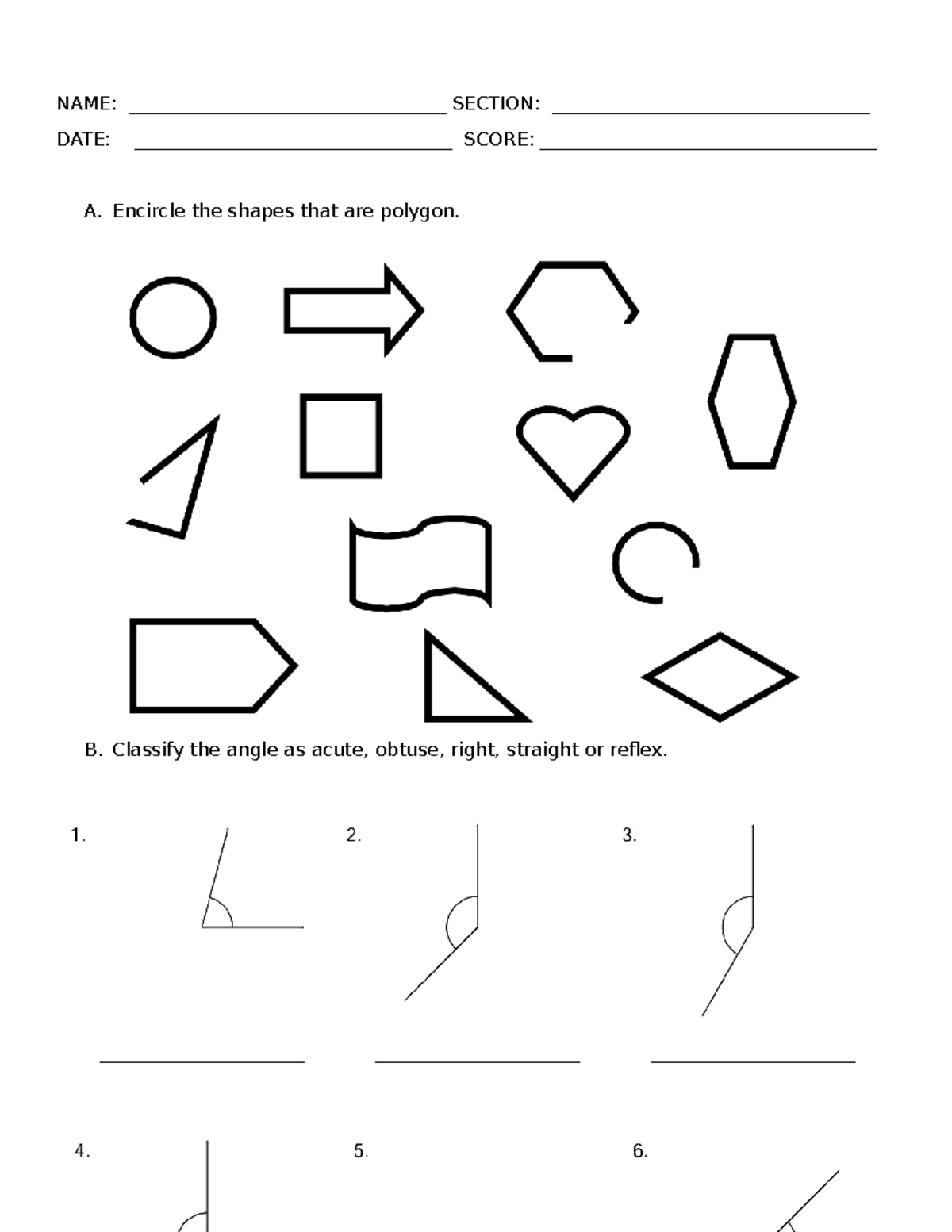 Lines^J Angles^J Shapes AND Polygons - NAME ...