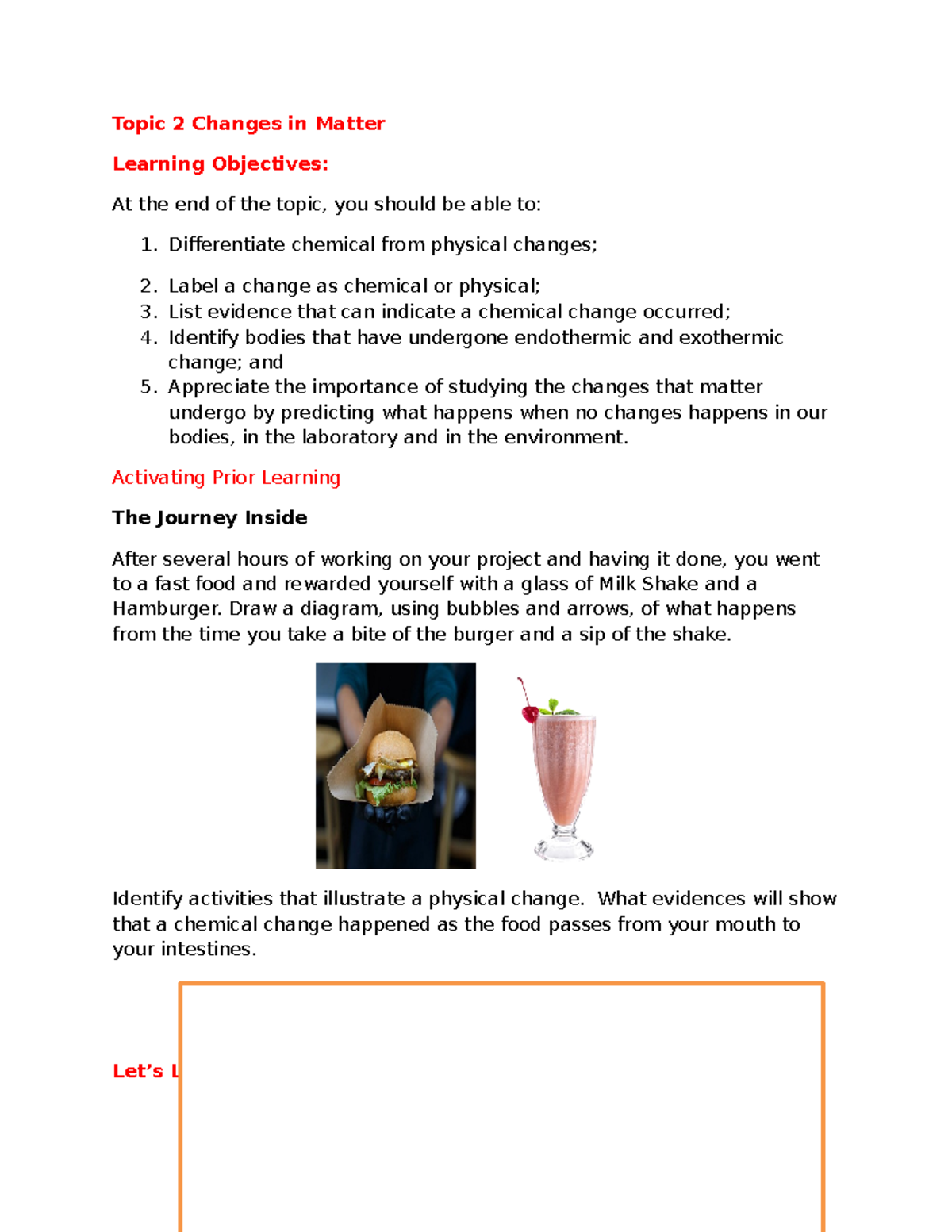 Unit 2 Topic 2: Understanding Physical and Chemical Changes in Matter ...