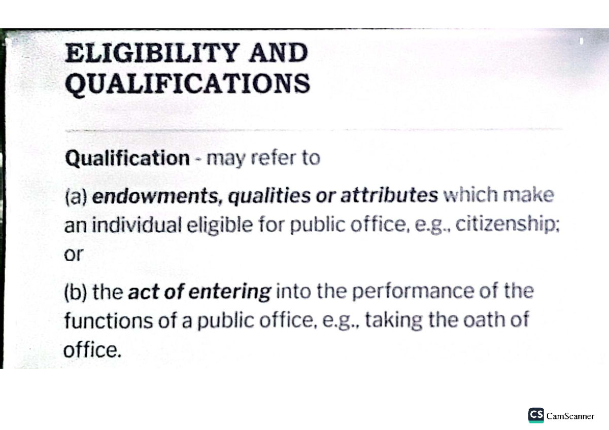 CS Eligibility and Qualifications: Understanding Oaths of Office - Studocu