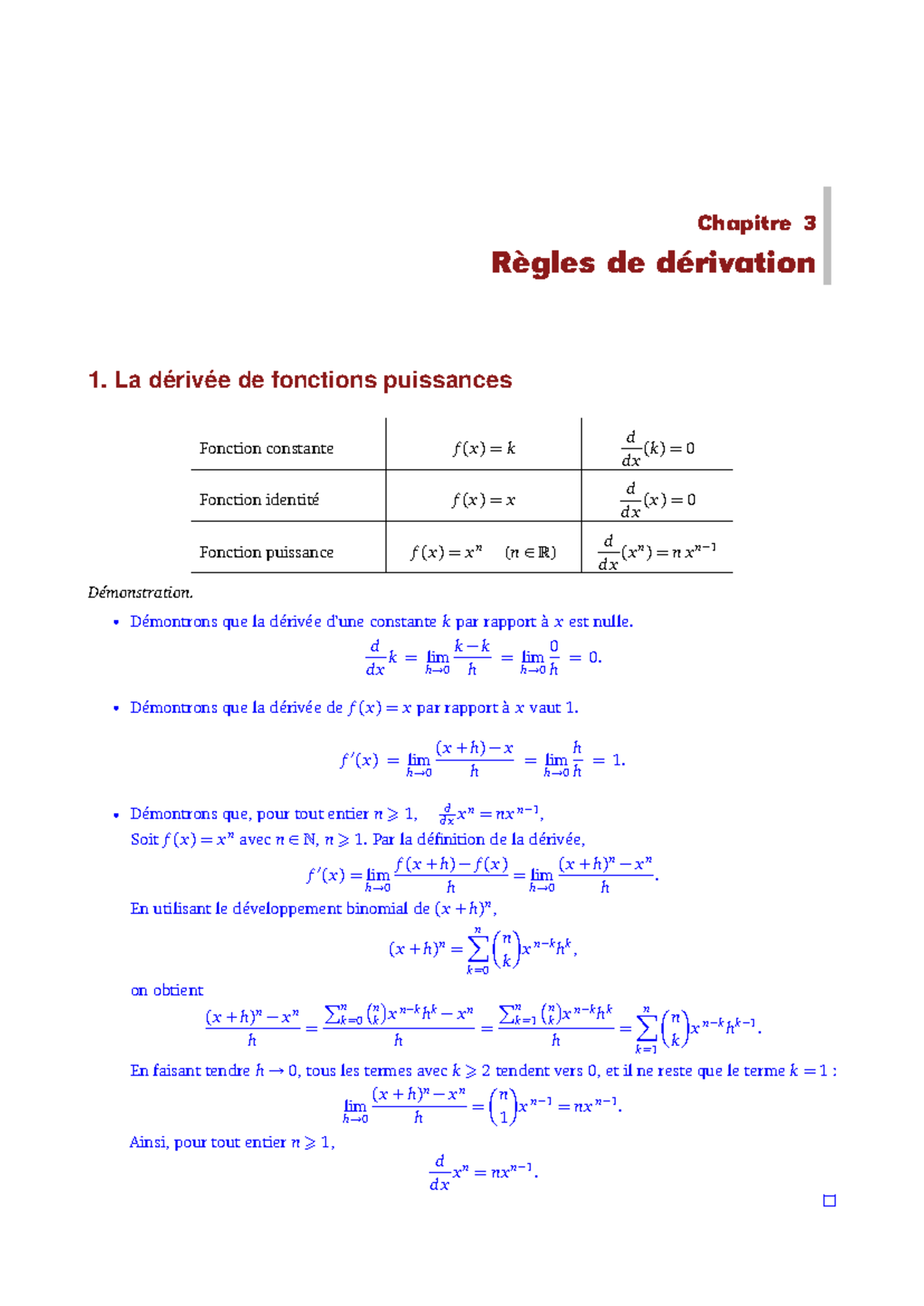 Chapitre 3: Règles de dérivation - Studocu