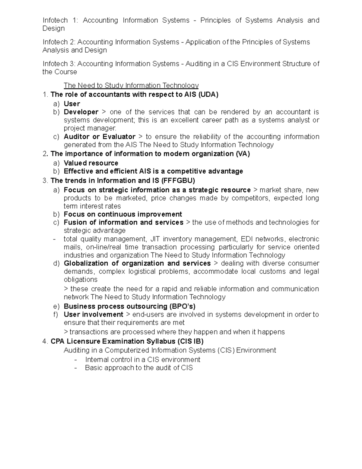 Infotech 1-3: Principles & Applications of Accounting Info Systems - Studocu