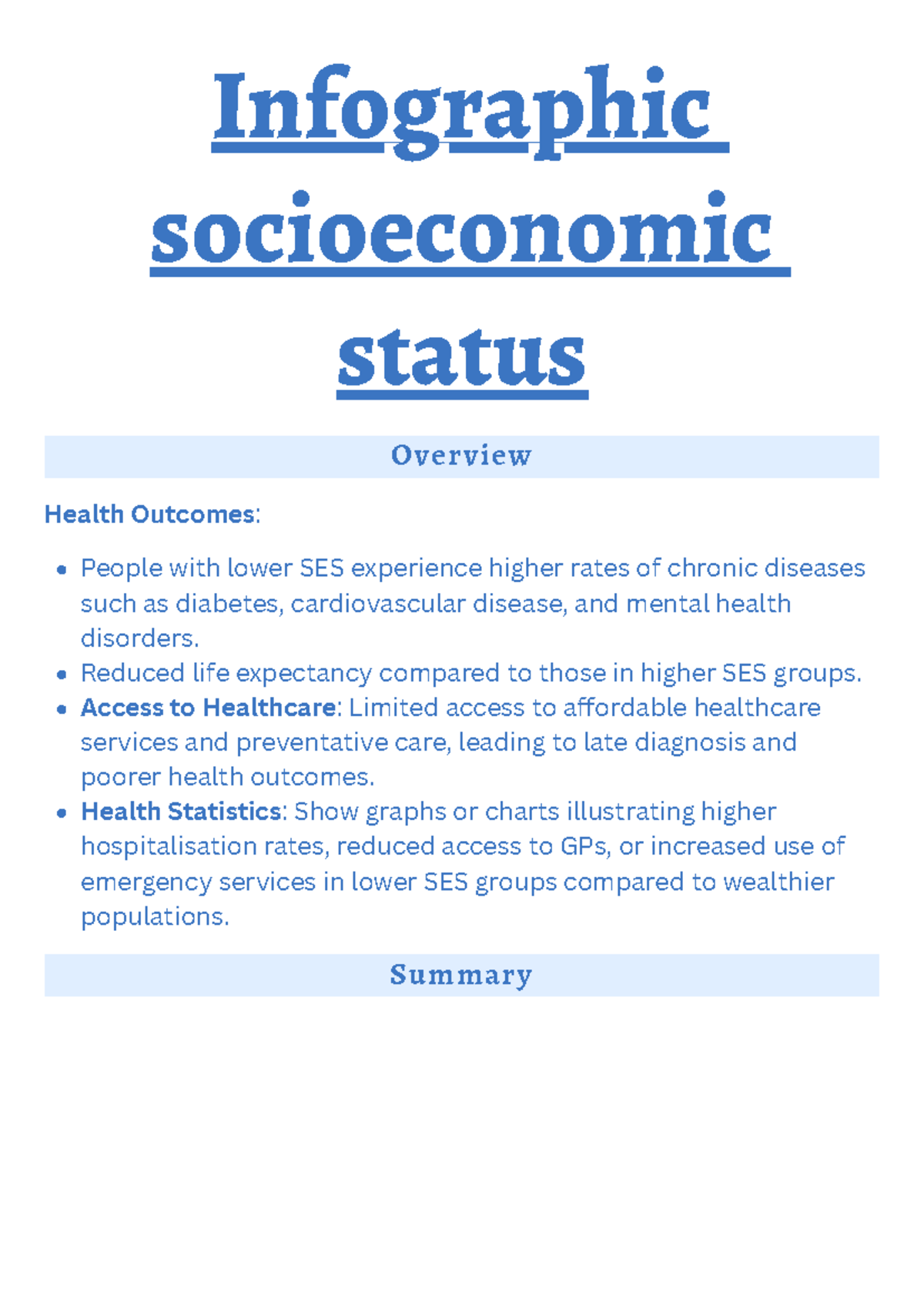 Infographic PDH: Socioeconomic Status & Health Outcomes Overview - Studocu