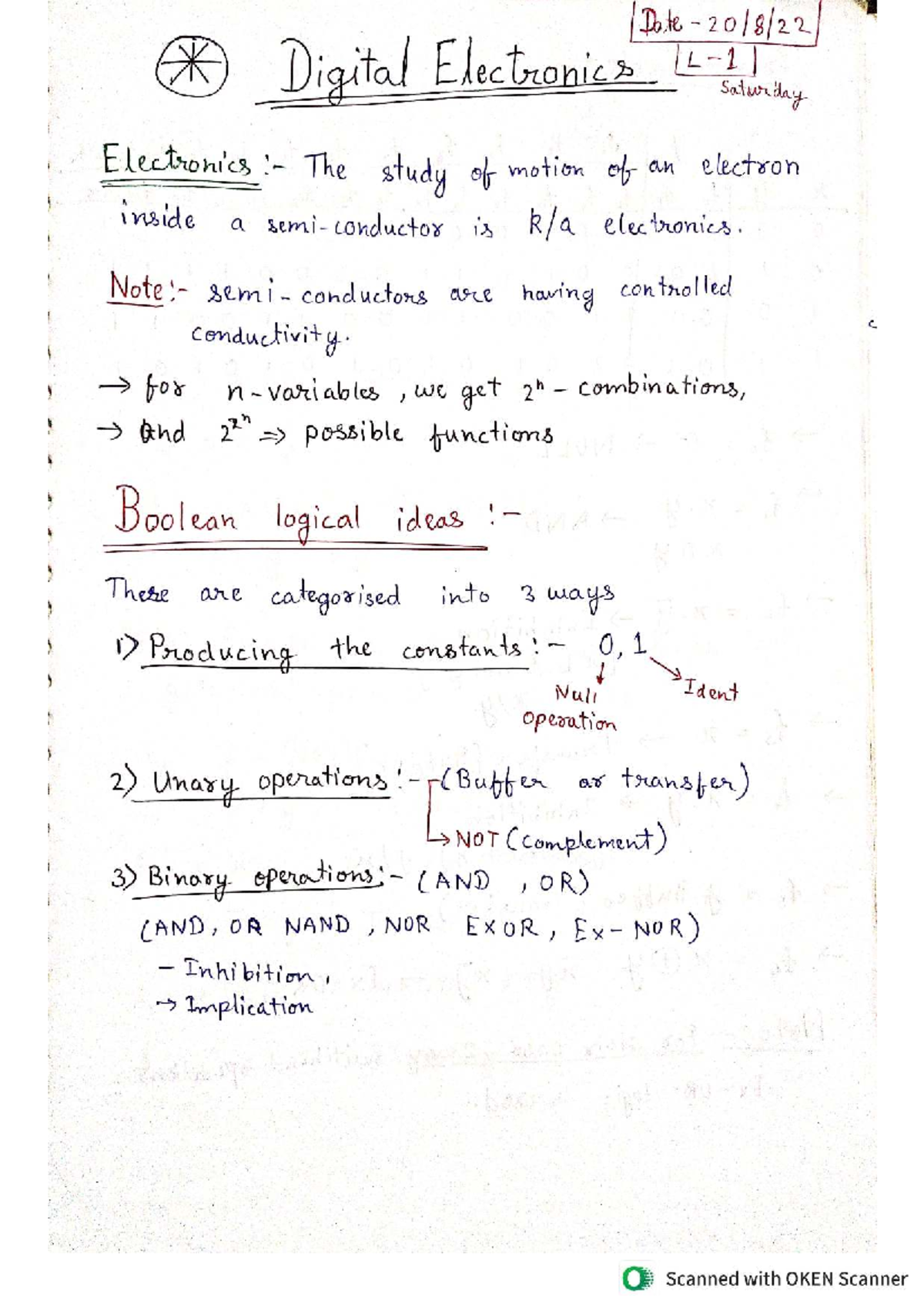 Digital Electronics (EEC 101): Logic Gates and Boolean Algebra Notes ...