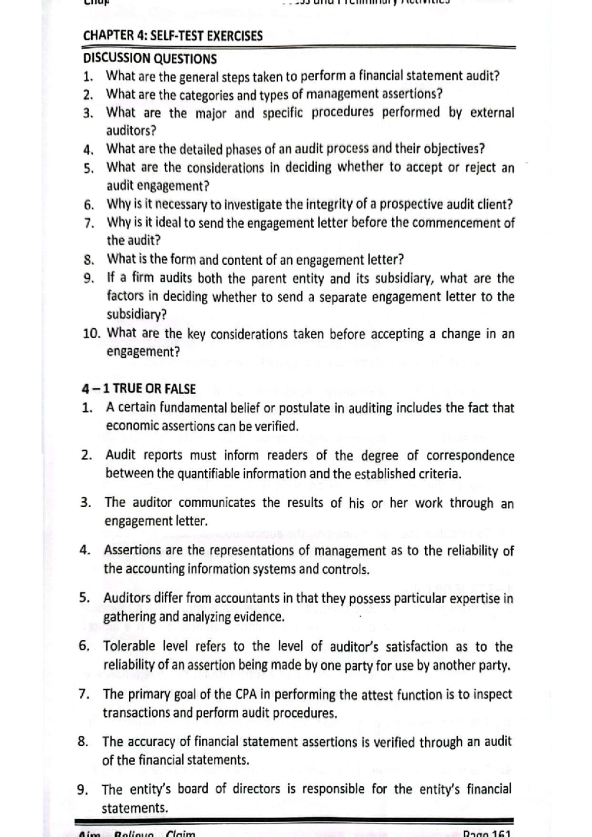 Chap 4 & 5 QS Audit Process and Exercises Review - Studocu