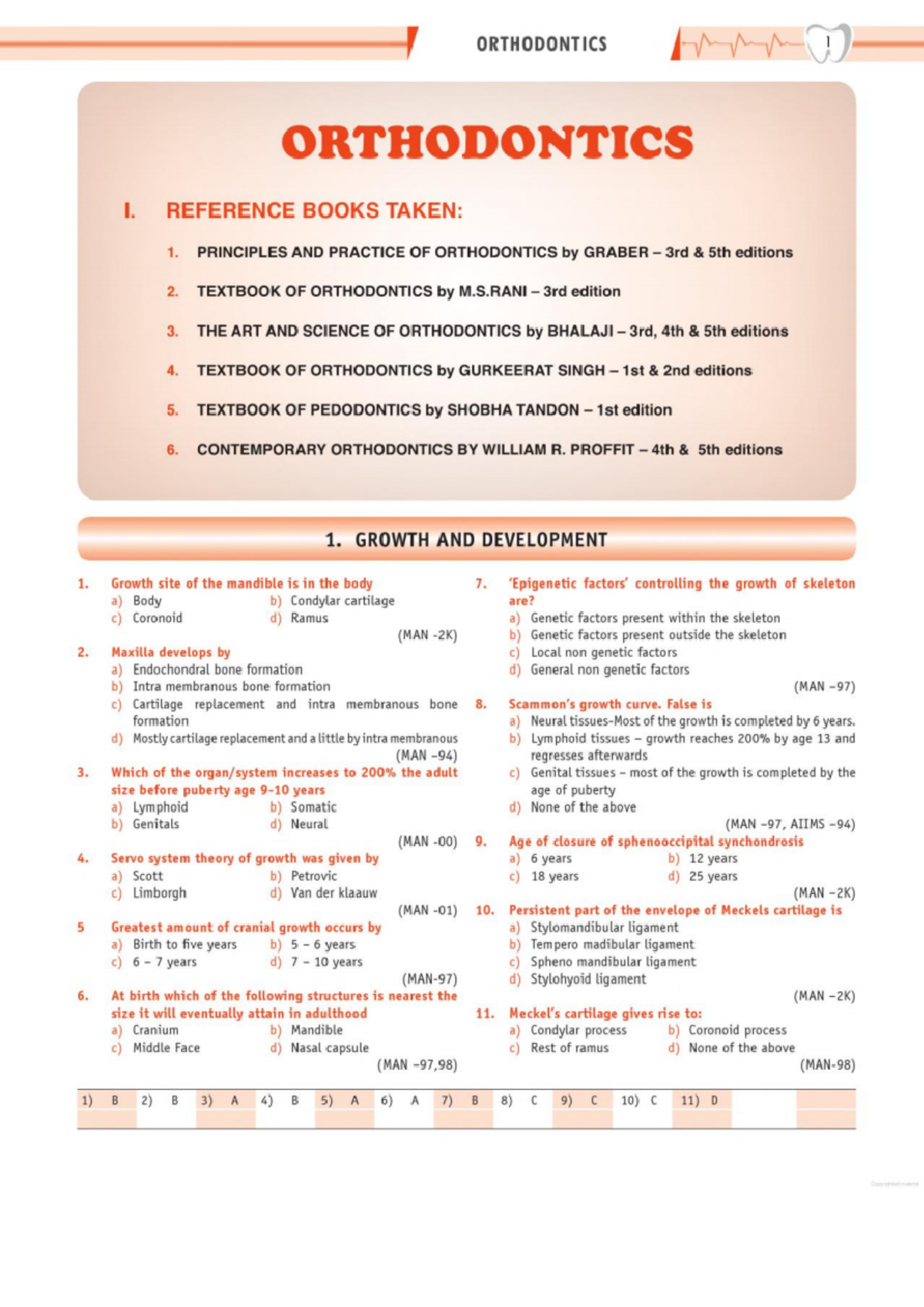 Orthodontics MCQ Revision Guide for Exam Preparation - Studocu