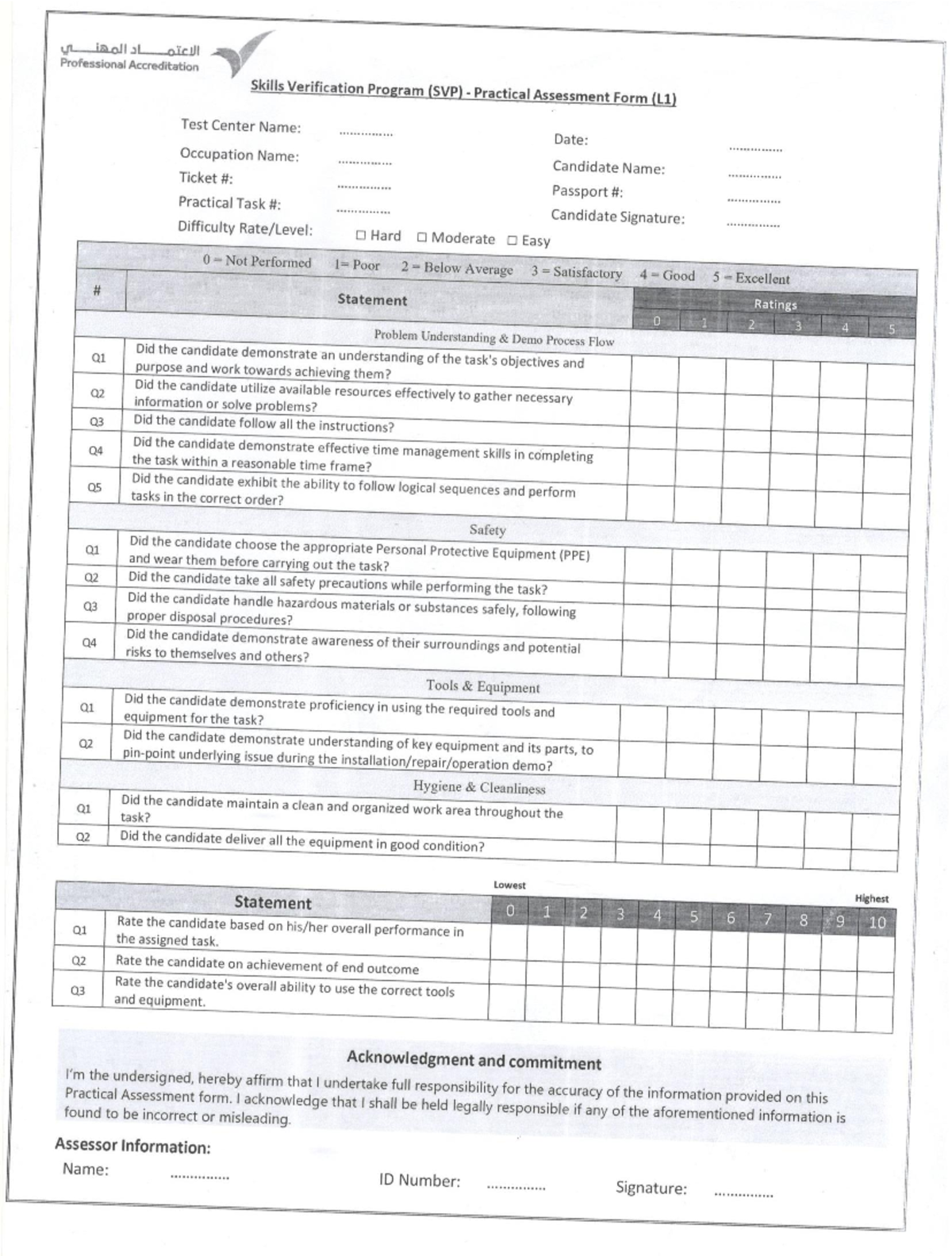 L1 Professional Accreditation Skills Verification Program Practical ...
