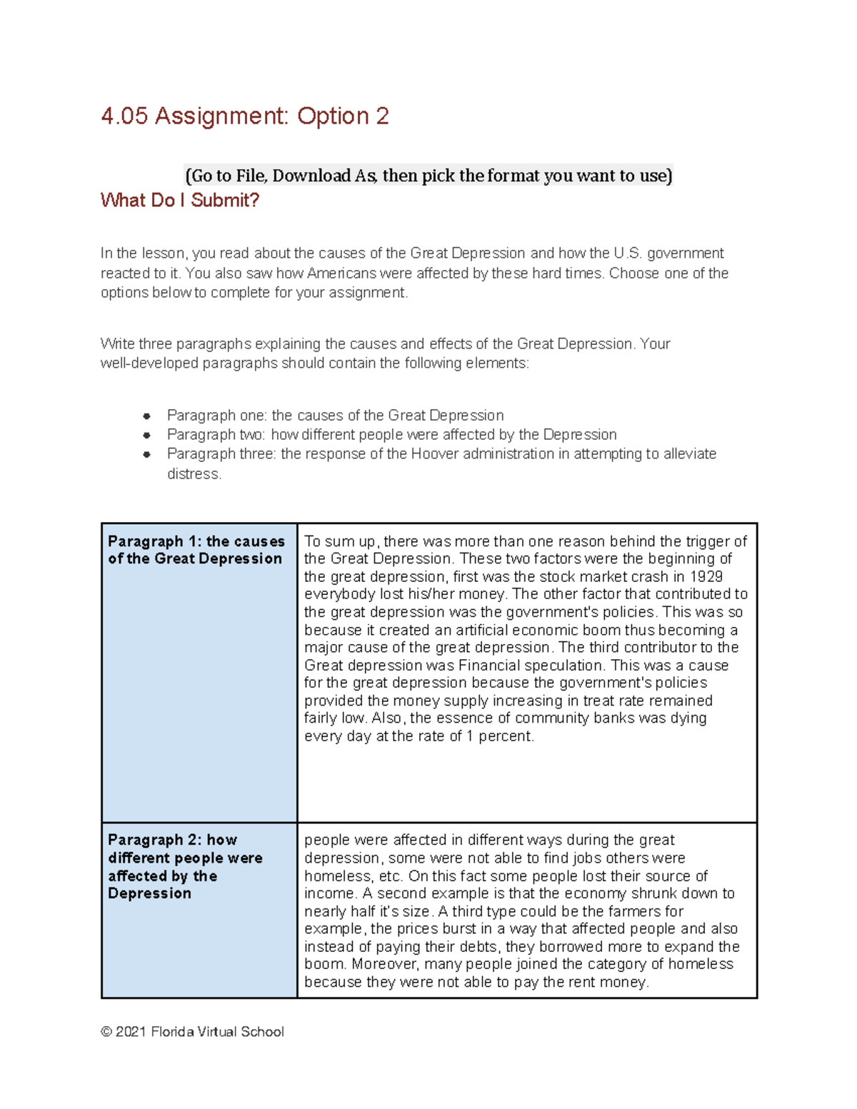 04.05 Assignment: Causes and Effects of the Great Depression - Studocu