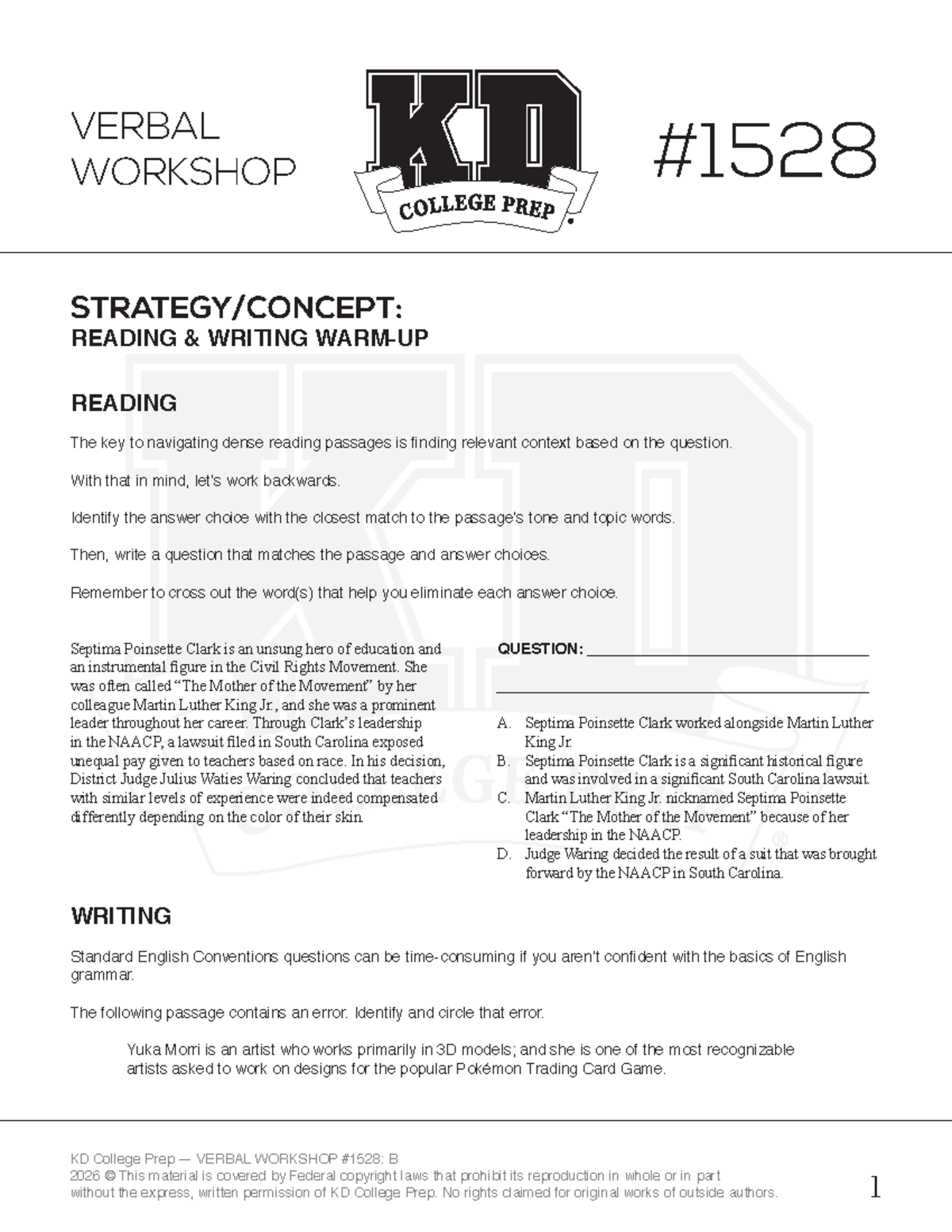 Verbal Workshop B 2026: SAT Prep Strategies and Techniques - Studocu