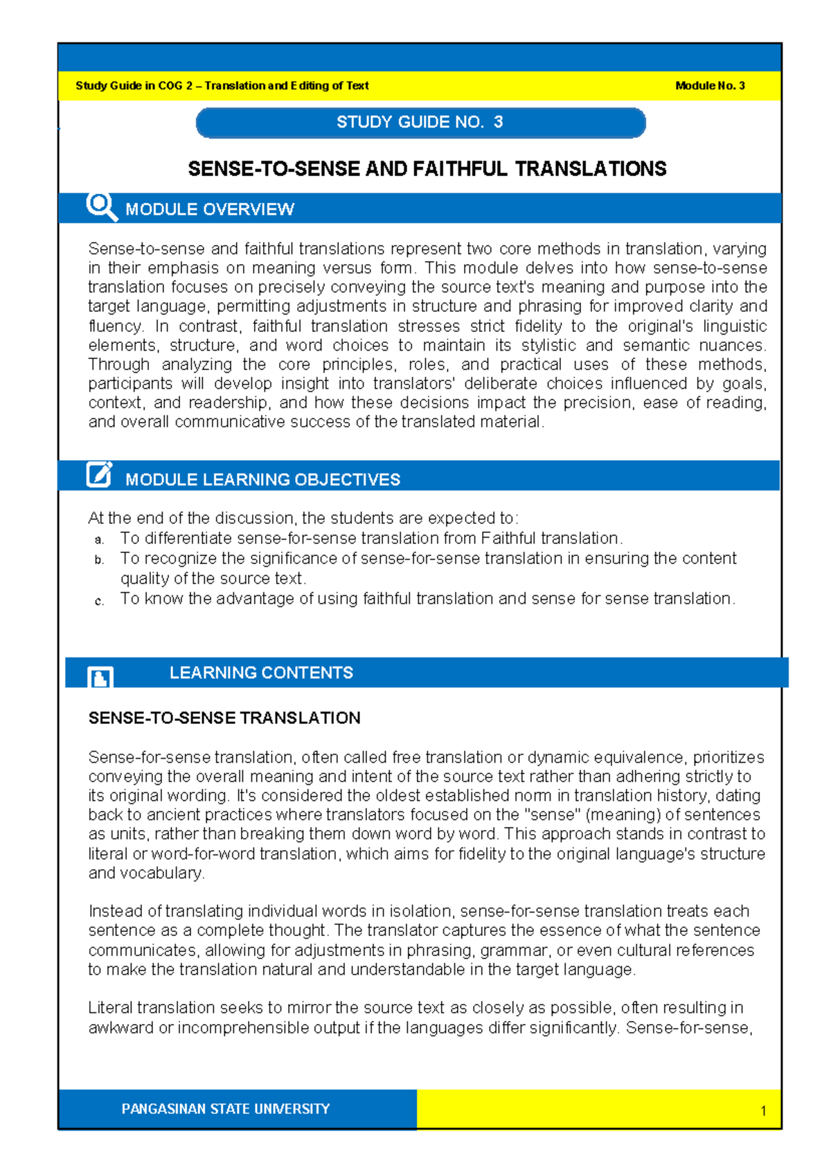COG 2 Study Guide No. 3: Translation vs. Faithful Translation Methods ...