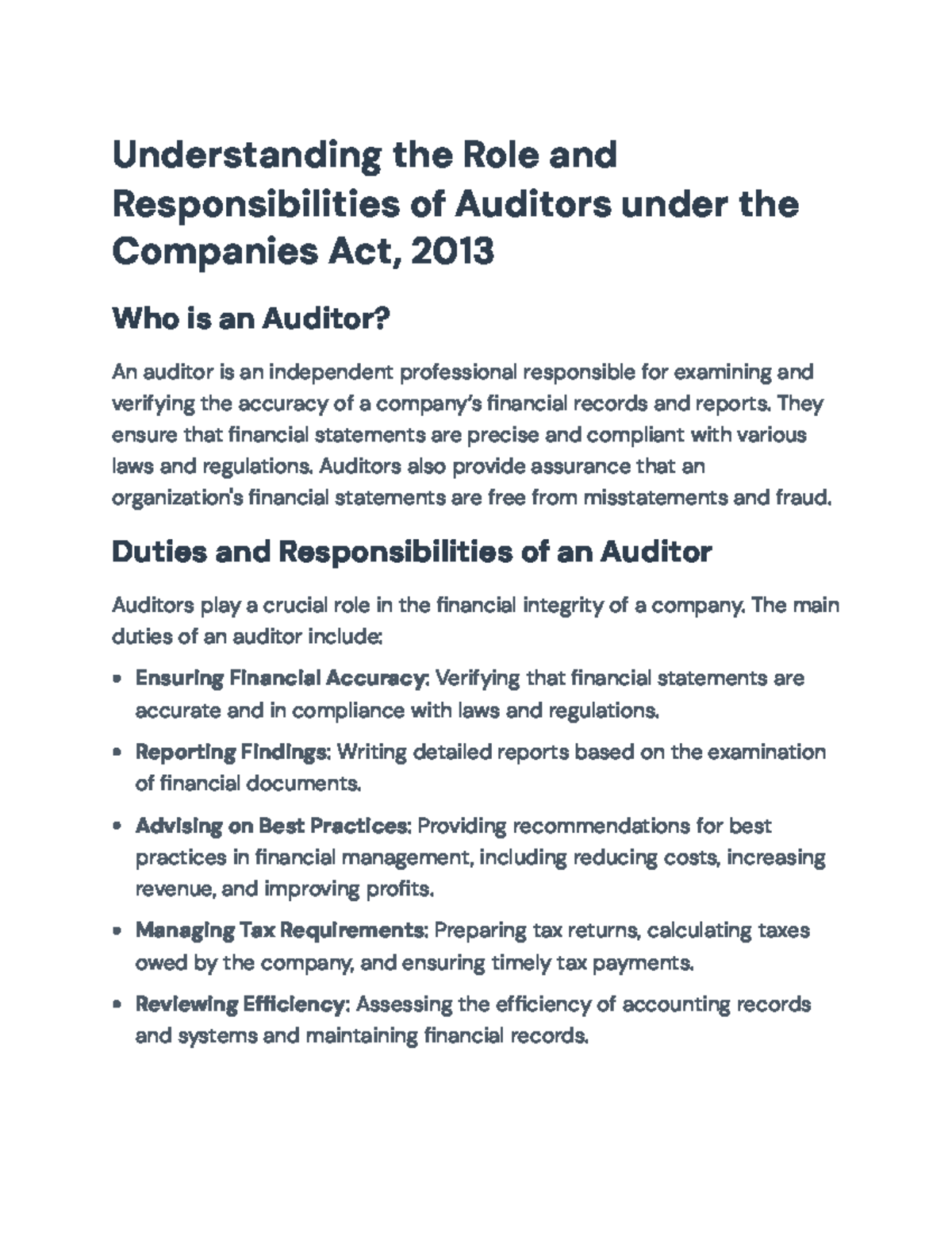 Understanding Auditor Roles and Responsibilities under Companies Act ...