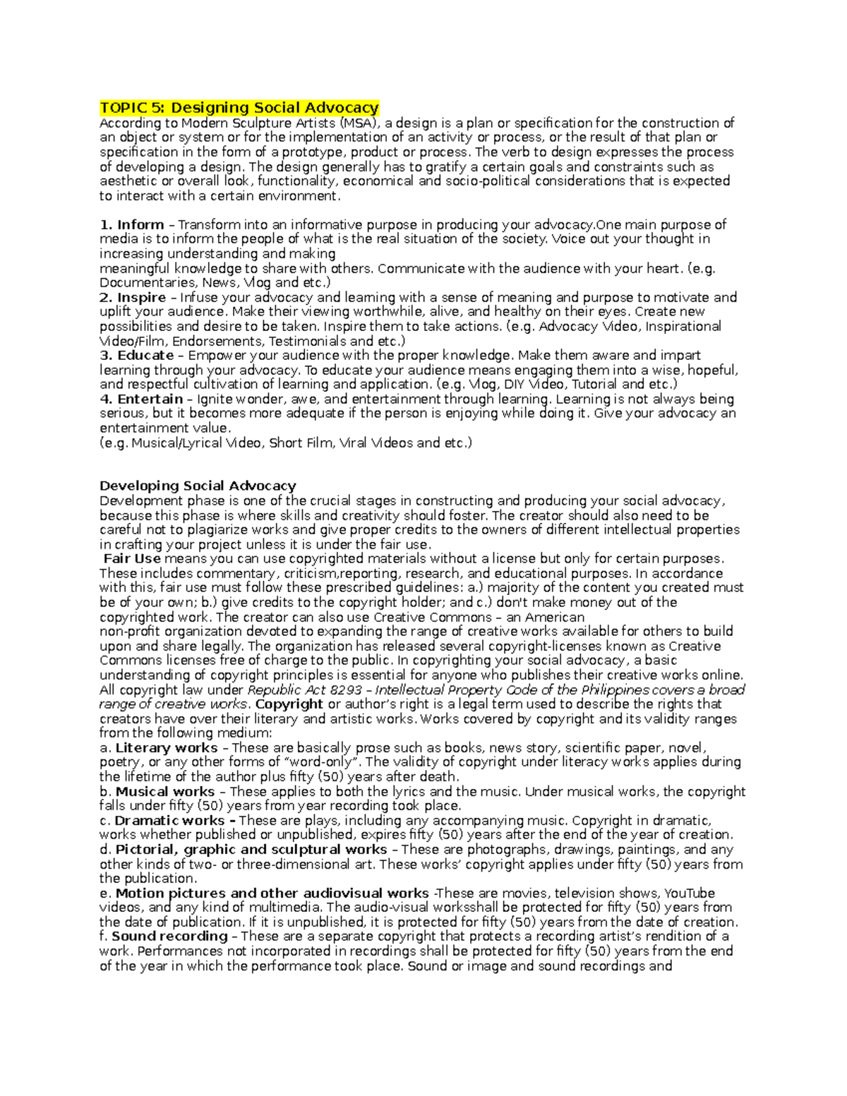 Emtech - Designing Effective Social Advocacy Strategies - Studocu
