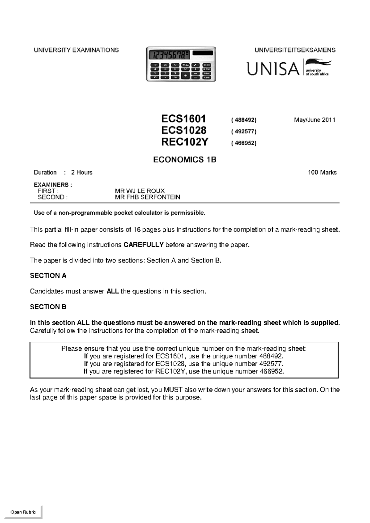 ECS1601 - Exam 2011 - This partial paper consists of 16 pages plus ...
