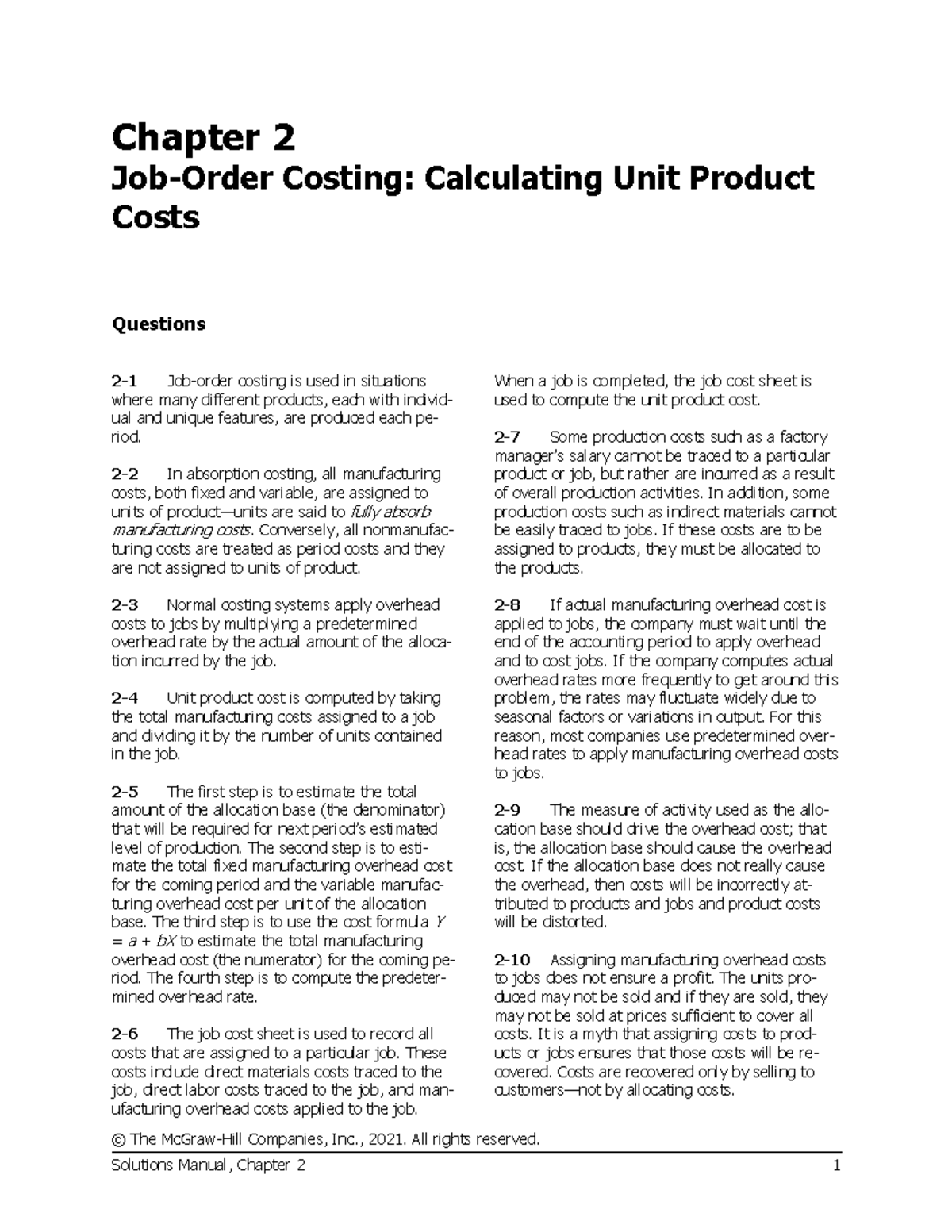 Chapter 2 - solution sheet - © The McGraw-Hill Companies, Inc., 2021 ...