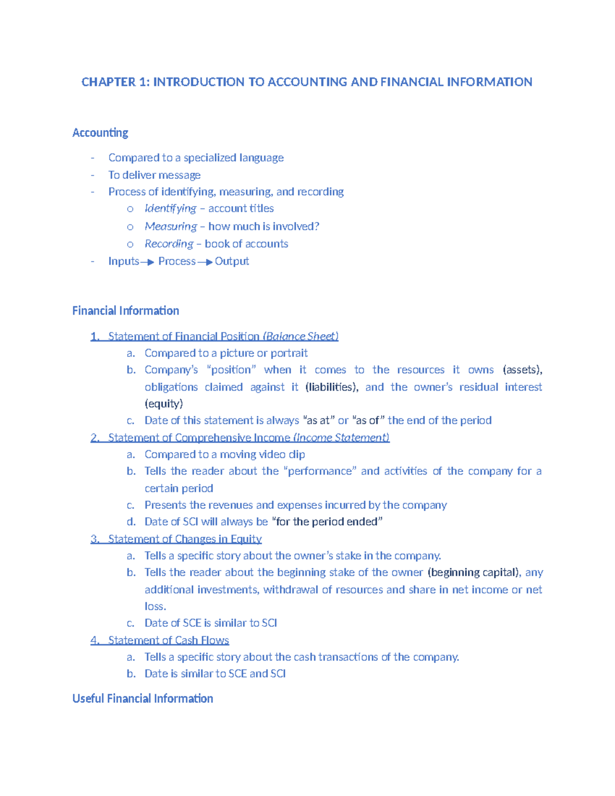 FABM2 - CHAPTER 1: INTRODUCTION TO ACCOUNTING AND FINANCIAL INFORMATION ...