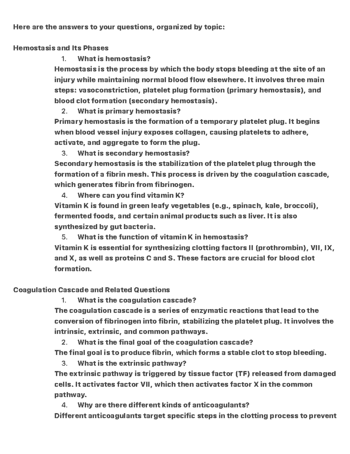Blood assignment - Here are the answers to your questions, organized by ...