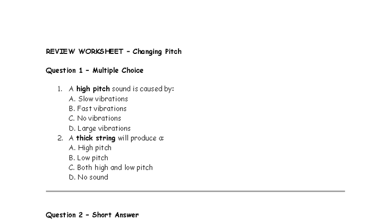 2.4 Review Questions - Changing Pitch Practice Test - Studocu