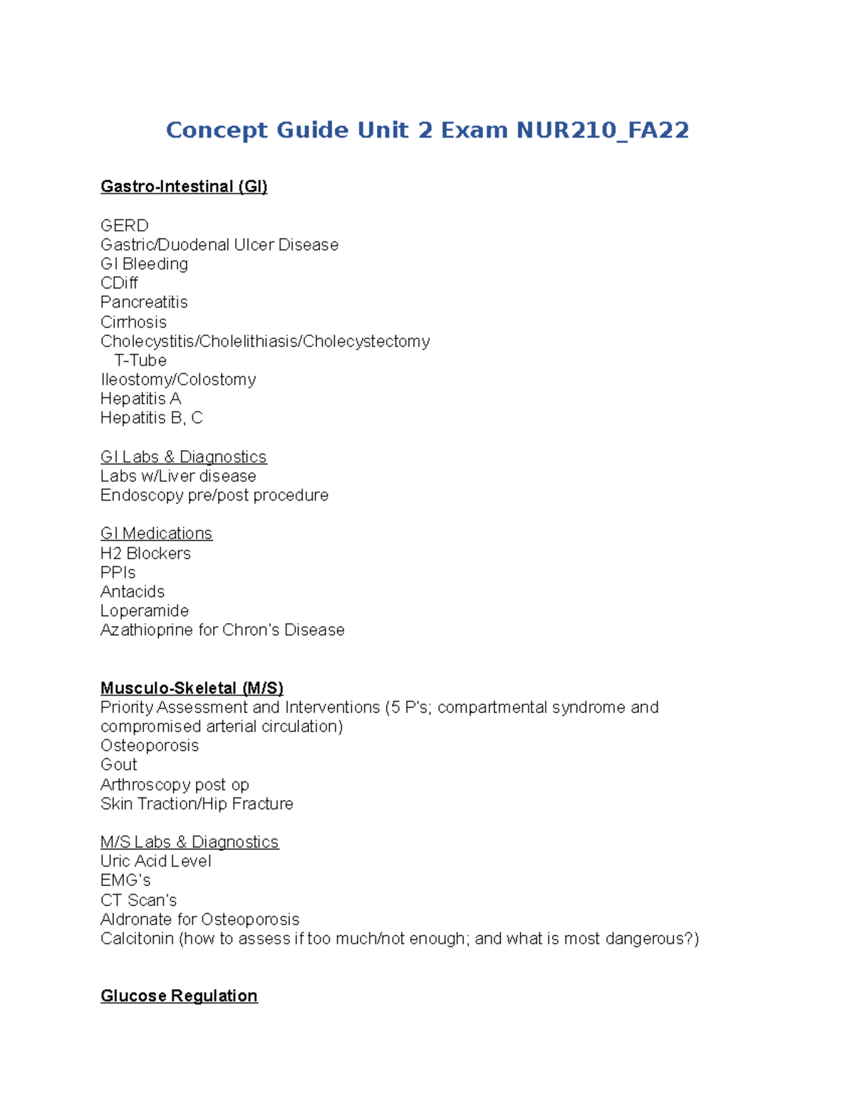 Concept Guide Unit 2 Exam NUR210 - Concept Guide Unit 2 Exam NUR210_FA ...