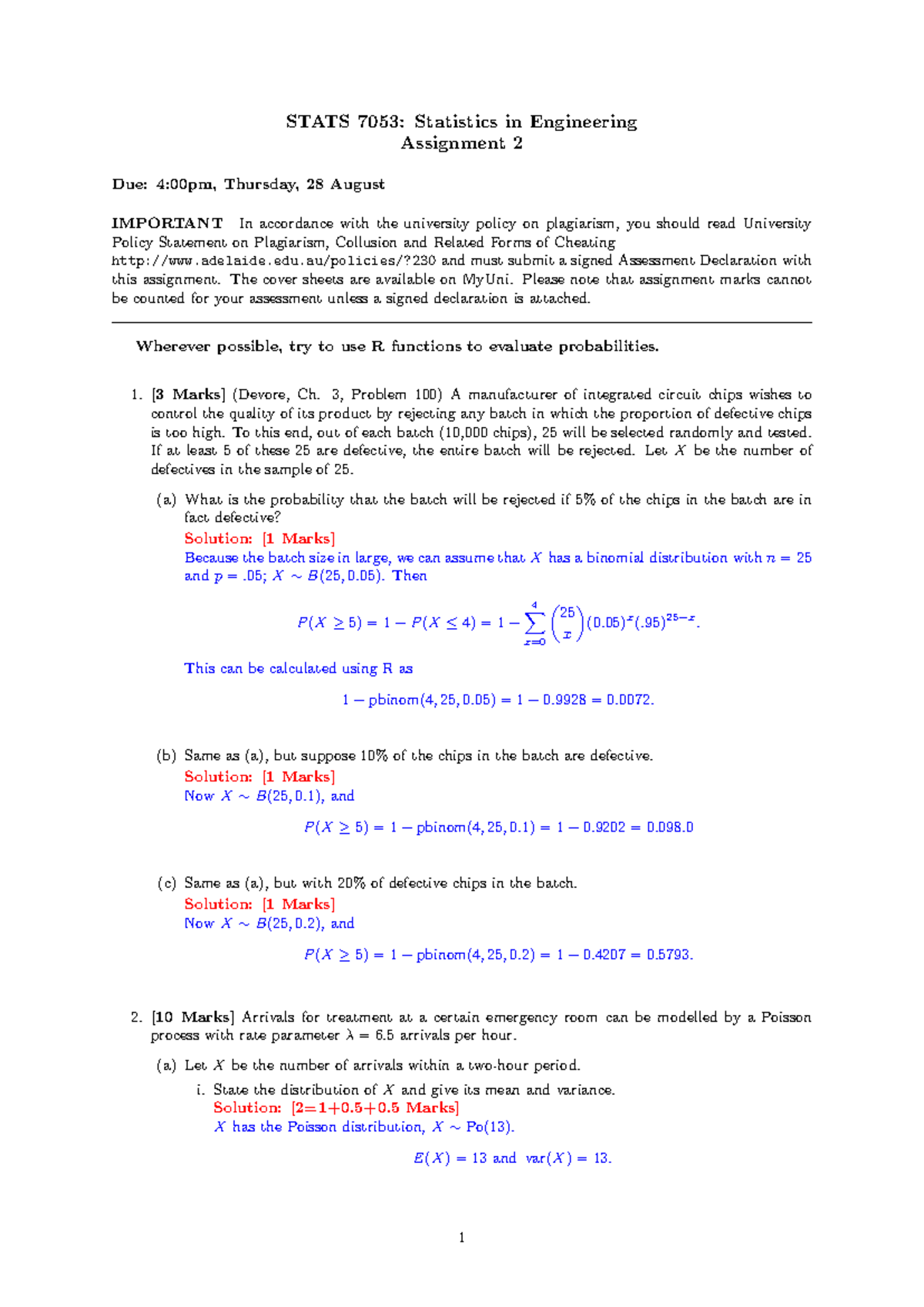 Seminar assignments, Answers - Assignment 2 - STATS 7053: Statistics in ...