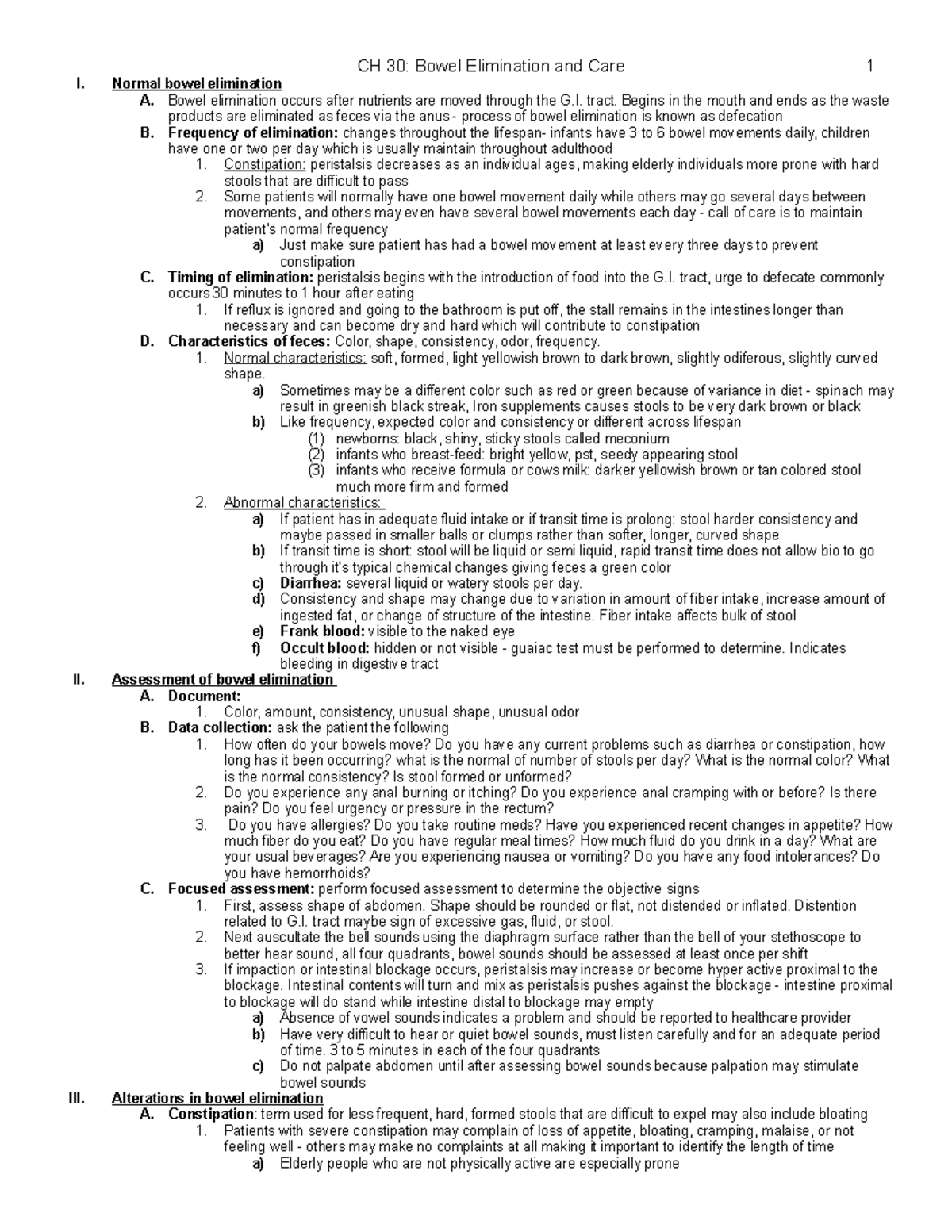 CH 30 - Nursing Fundamentals: Bowel Elimination and Patient Care ...