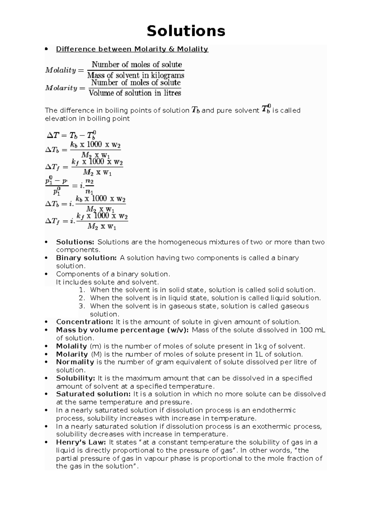 Chapter 2 Chemistry Class 12 Formula Sheet - Difference between ...