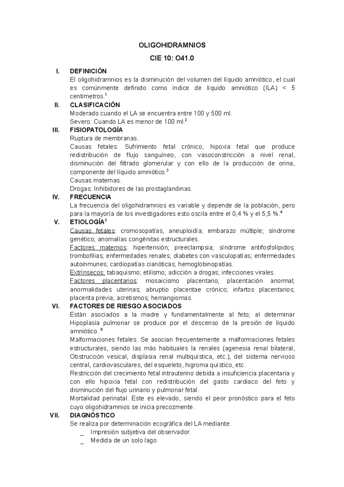 Oligohidramnios: Clasificación, Diagnóstico y Manejo Clínico CIE 10 O41 ...