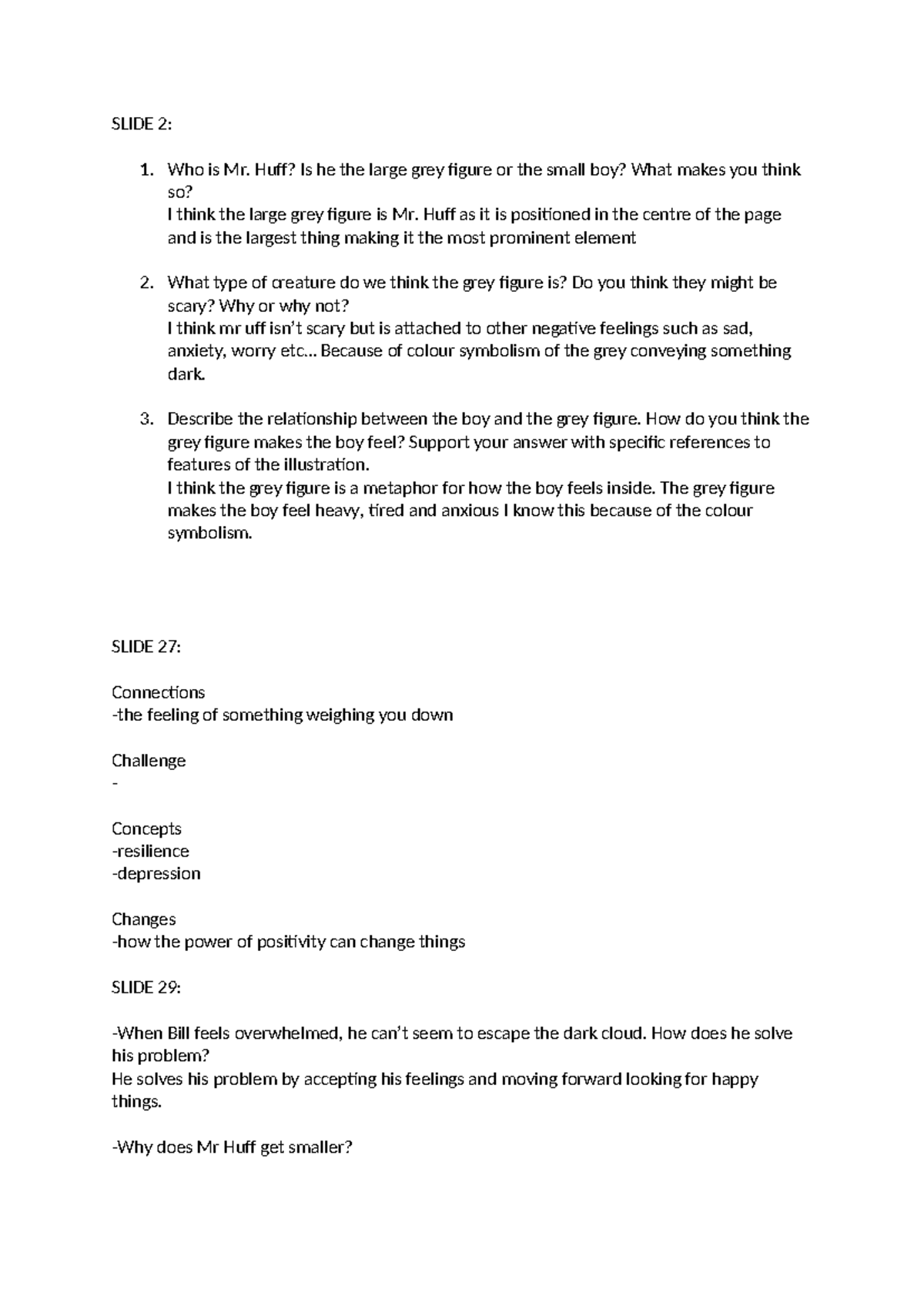 ENG 205: Supplementary Notes on Mr. Huff's Symbolism and Themes - Studocu