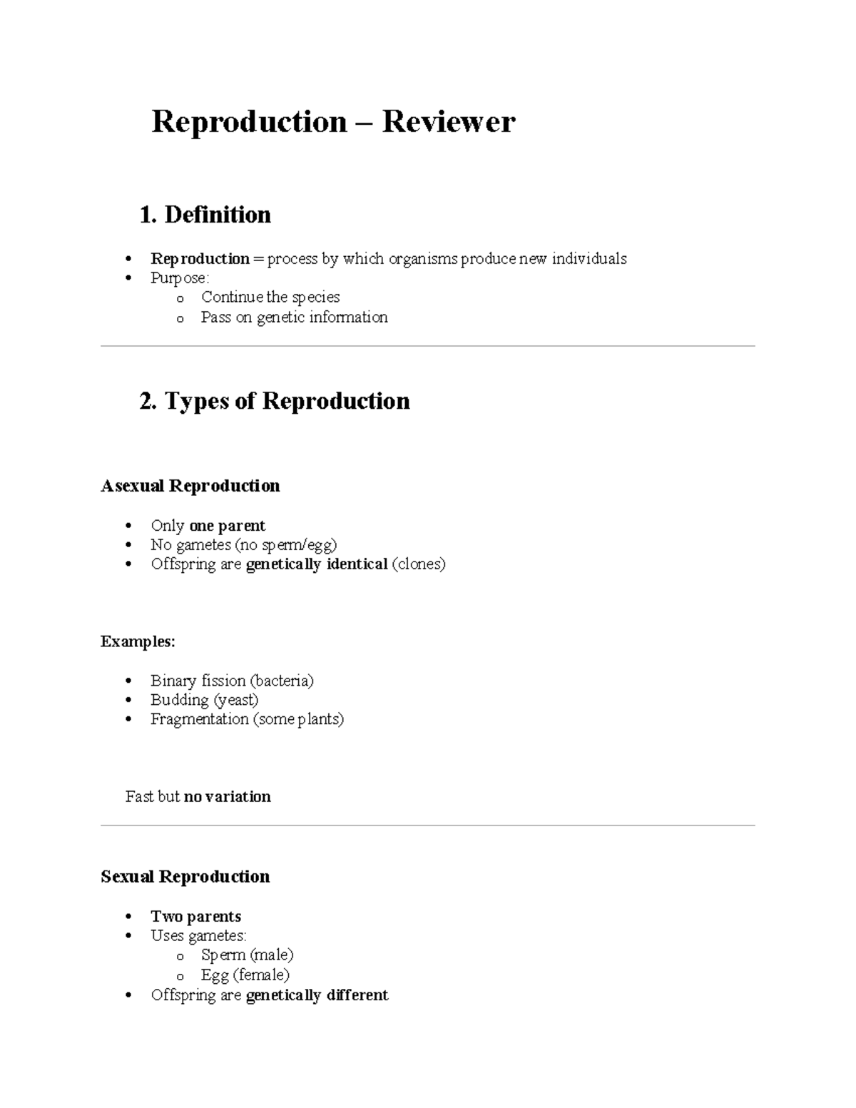 Reproduction 101: Key Concepts and Processes Explained - Studocu