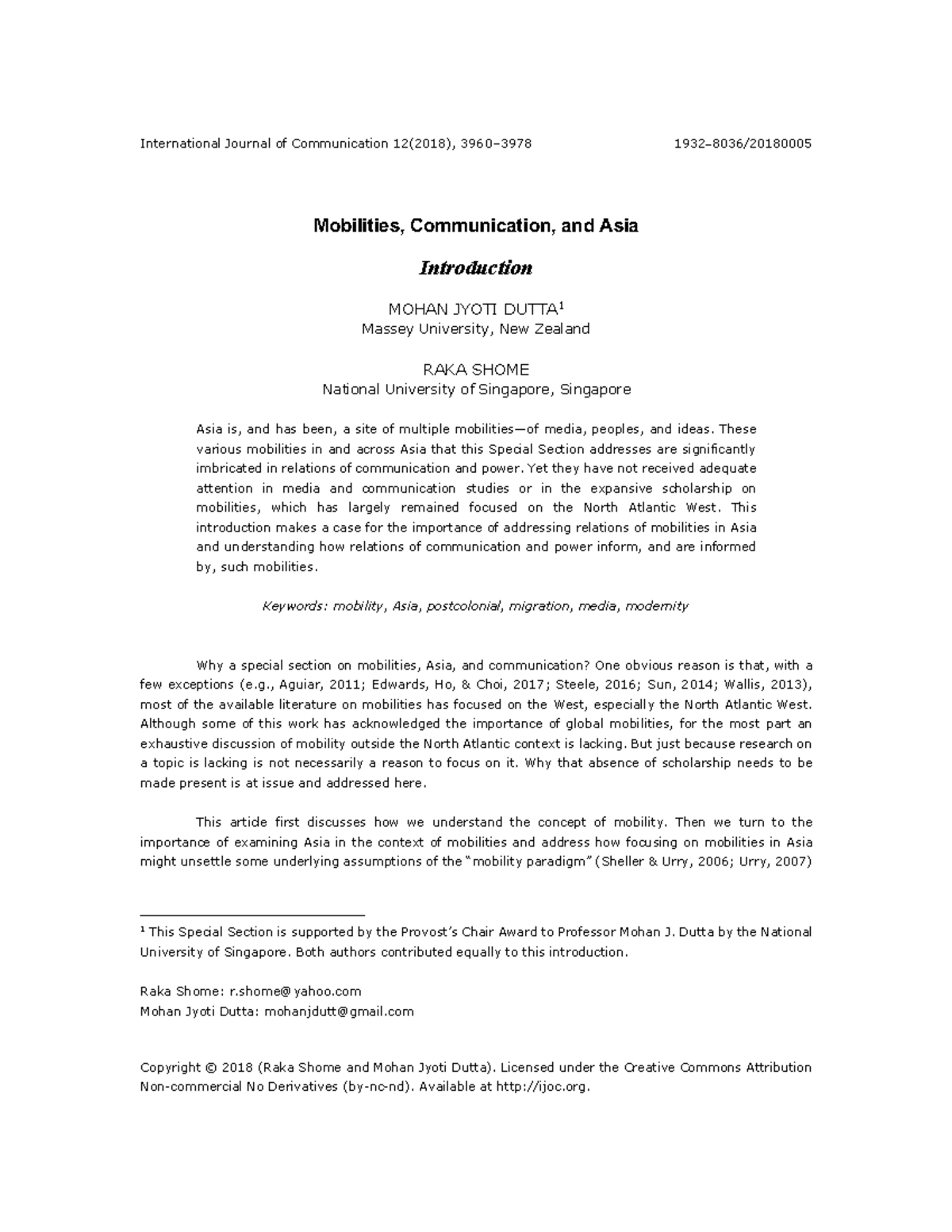 Mobilities, Communication, and Asia: An Introduction to the Special ...