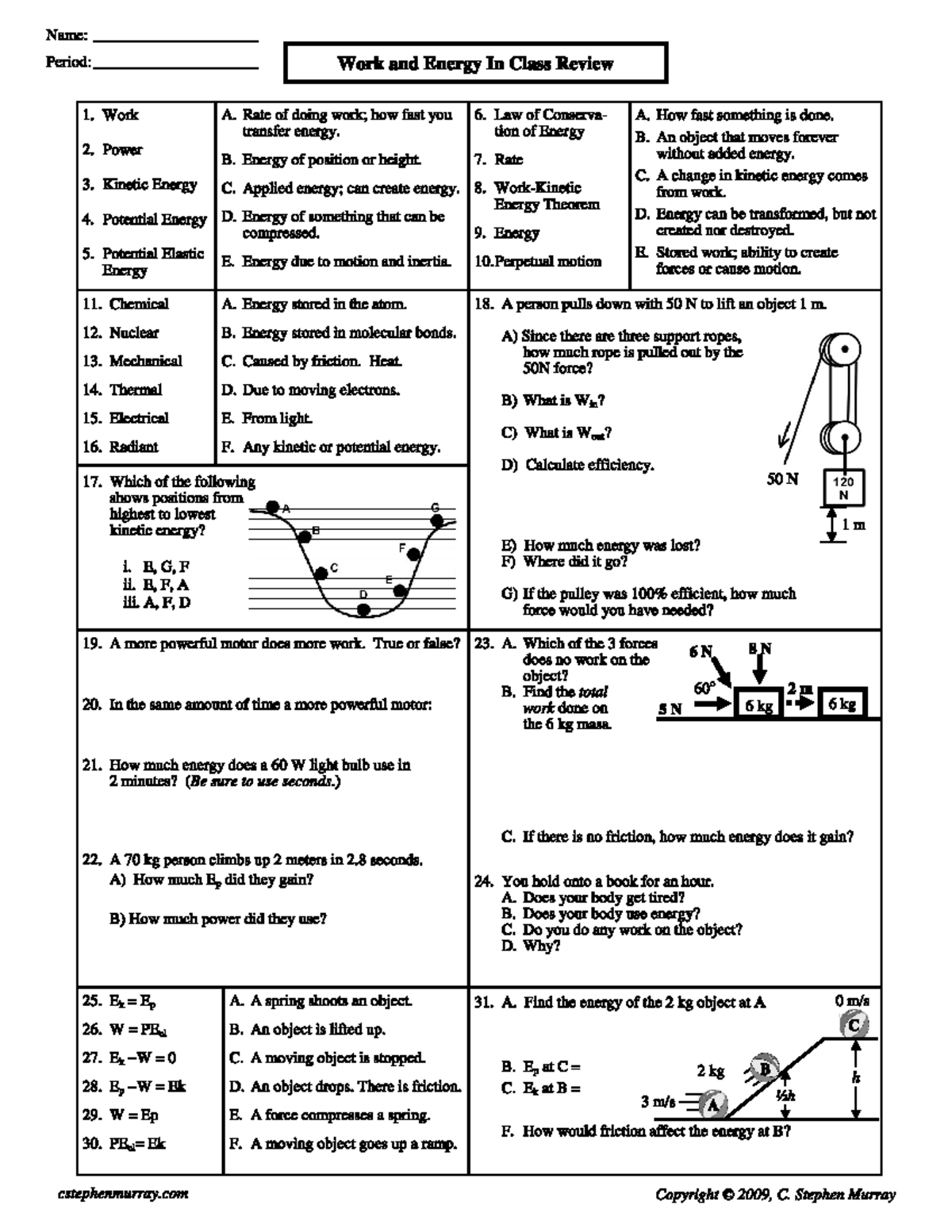 E1 - Work and Energy In-Class Review Notes - Studocu