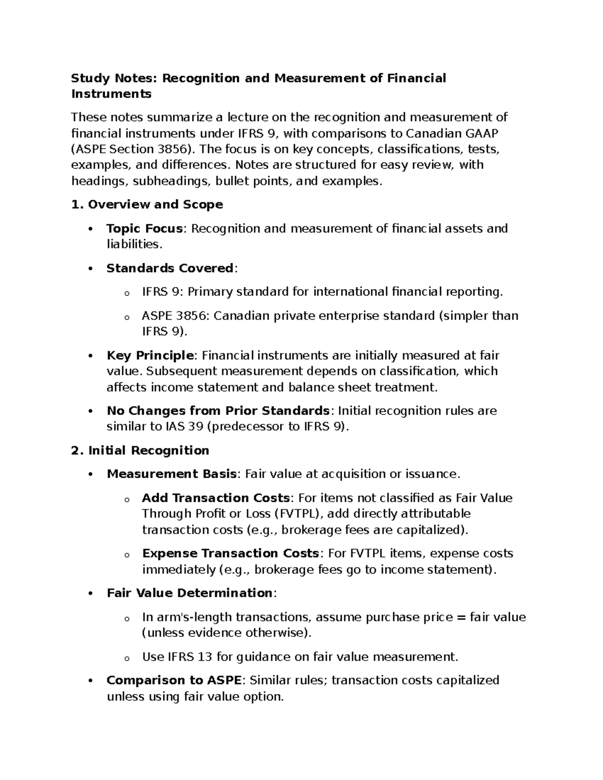 CFE Technical Accounting: IFRS 9 & ASPE Financial Instruments Study ...