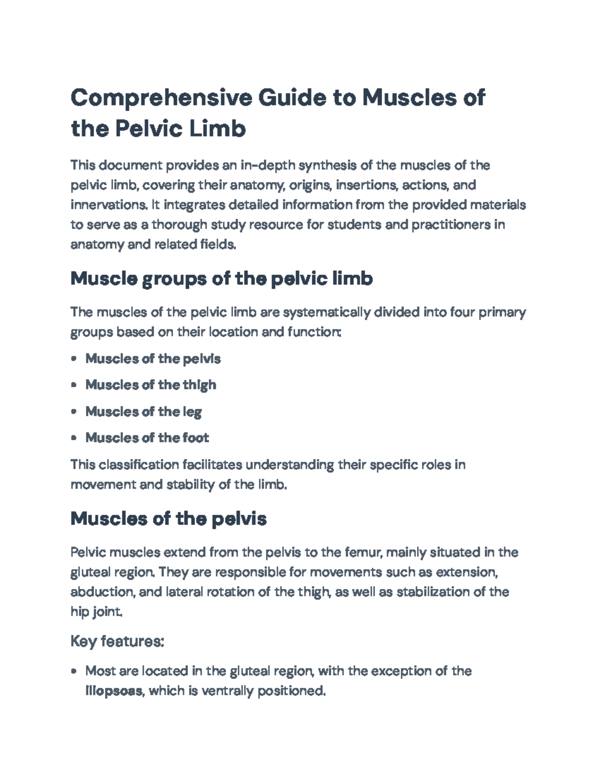 Comprehensive Study of Pelvic Limb Muscles Anatomy & Functions (ANAT ...